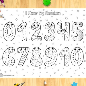 Cute Numbers Coloring Page, Color the Numbers 0 to 10 Coloring Page ...