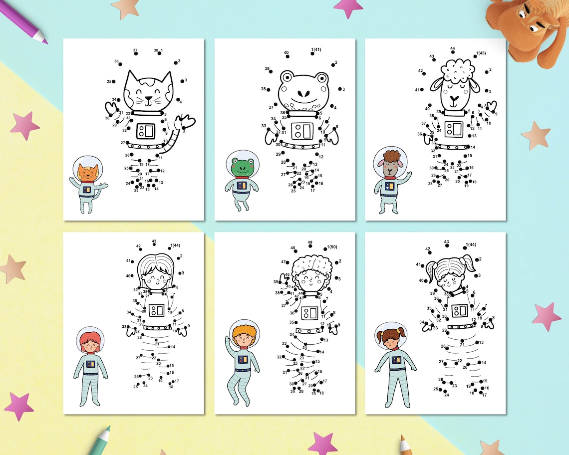 Space Dot to Dot Workbook for Kids Connect the Dots - Etsy