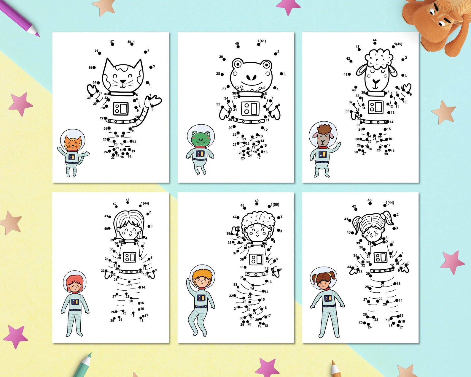 Space Dot to Dot Workbook for Kids Connect the Dots - Etsy