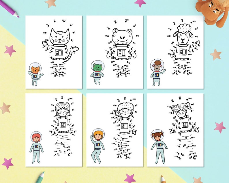 Space Dot to Dot Workbook for Kids, Connect the Dots Worksheets Home ...