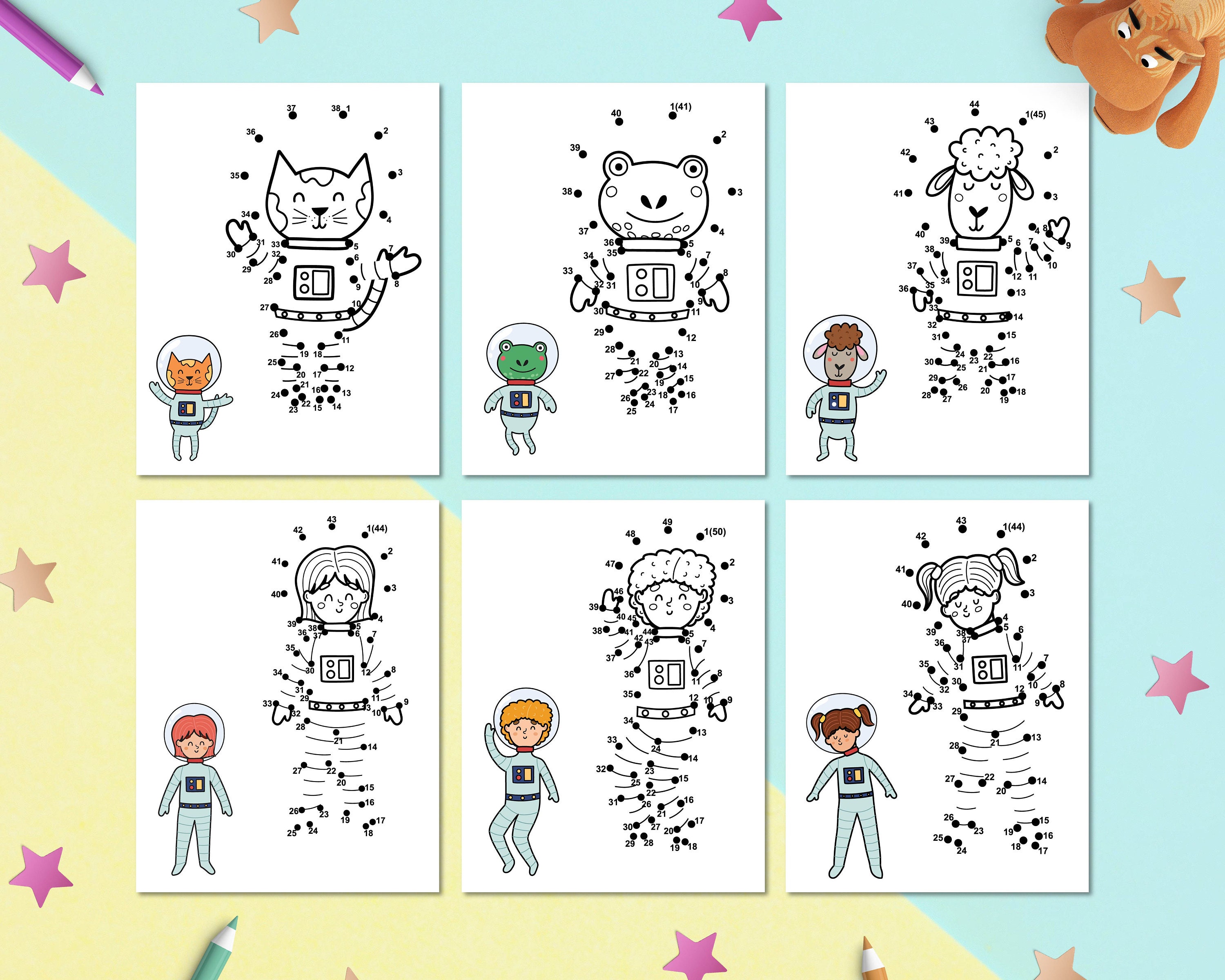 Space Dot to Dot Workbook for Kids Connect the Dots - Etsy