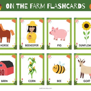 On the Farm Flashcards PDF, 48 Farm Animals Flash Cards Printable, Farm ...