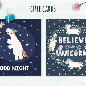 Unicorns Digital Paper and Clipart - Cute Unicorns Seamless Patterns ...