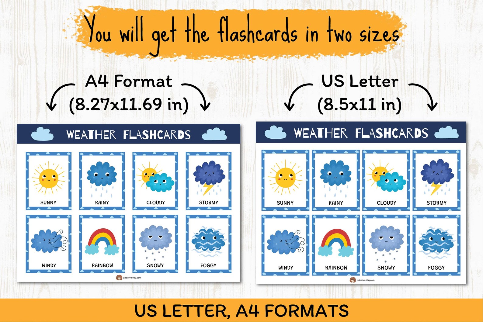 Flashcards Bundle Printable for Kids, Farm Animals Weather, Alphabet ...