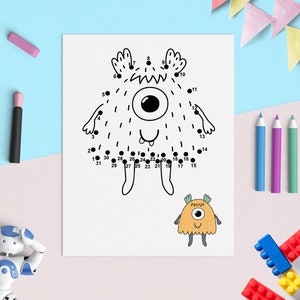 Connect the Dots Printable Worksheets for Kids With Monsters, Quiet ...