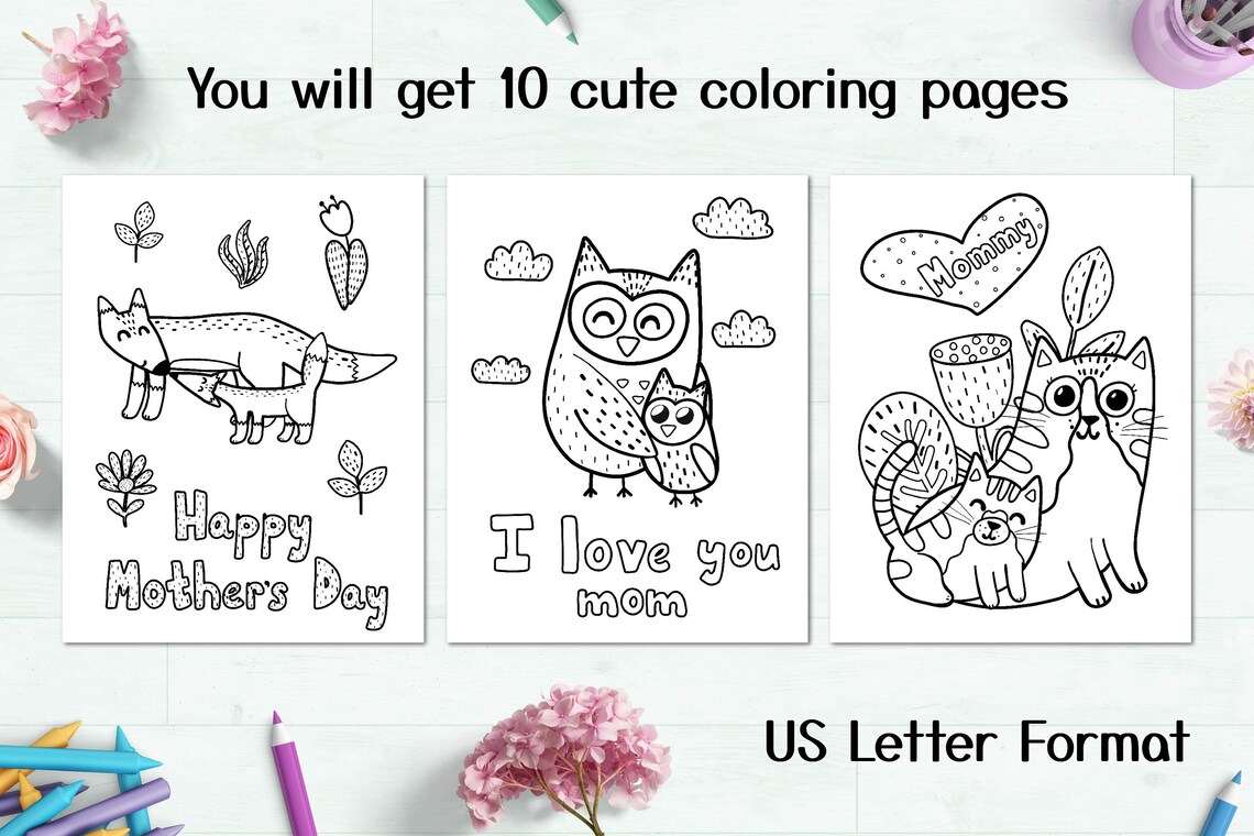 Mothers Day Coloring Book for Kids Mom Coloring Pages | Etsy