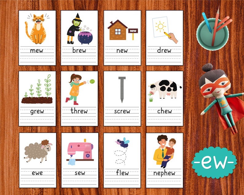 Ew Phonics Sound Flash Cards, -ew- Digraph Printable Flashcards ...