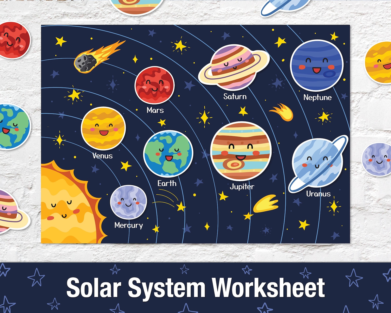 Solar System Busy Book Page, Planet Matching Worksheet for Toddlers ...