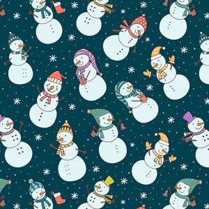 Christmas Digital Paper and Greeting Cards Collection, Snowman Seamless ...