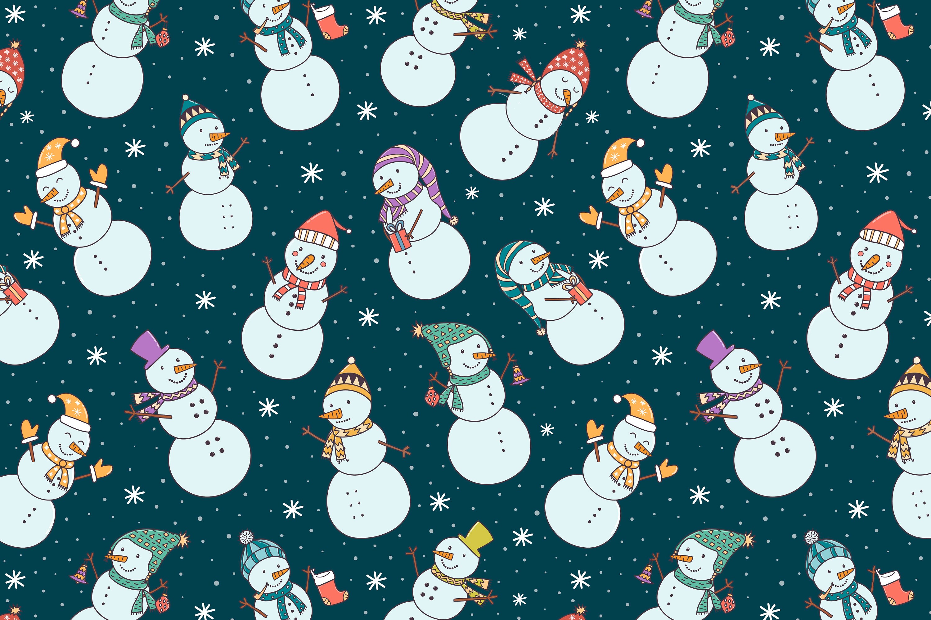 Christmas Digital Paper and Greeting Cards Collection Snowman | Etsy