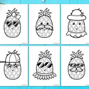 Pineapple Coloring Book Pages, Summer Pineapple Coloring Book Pdf, Kids ...