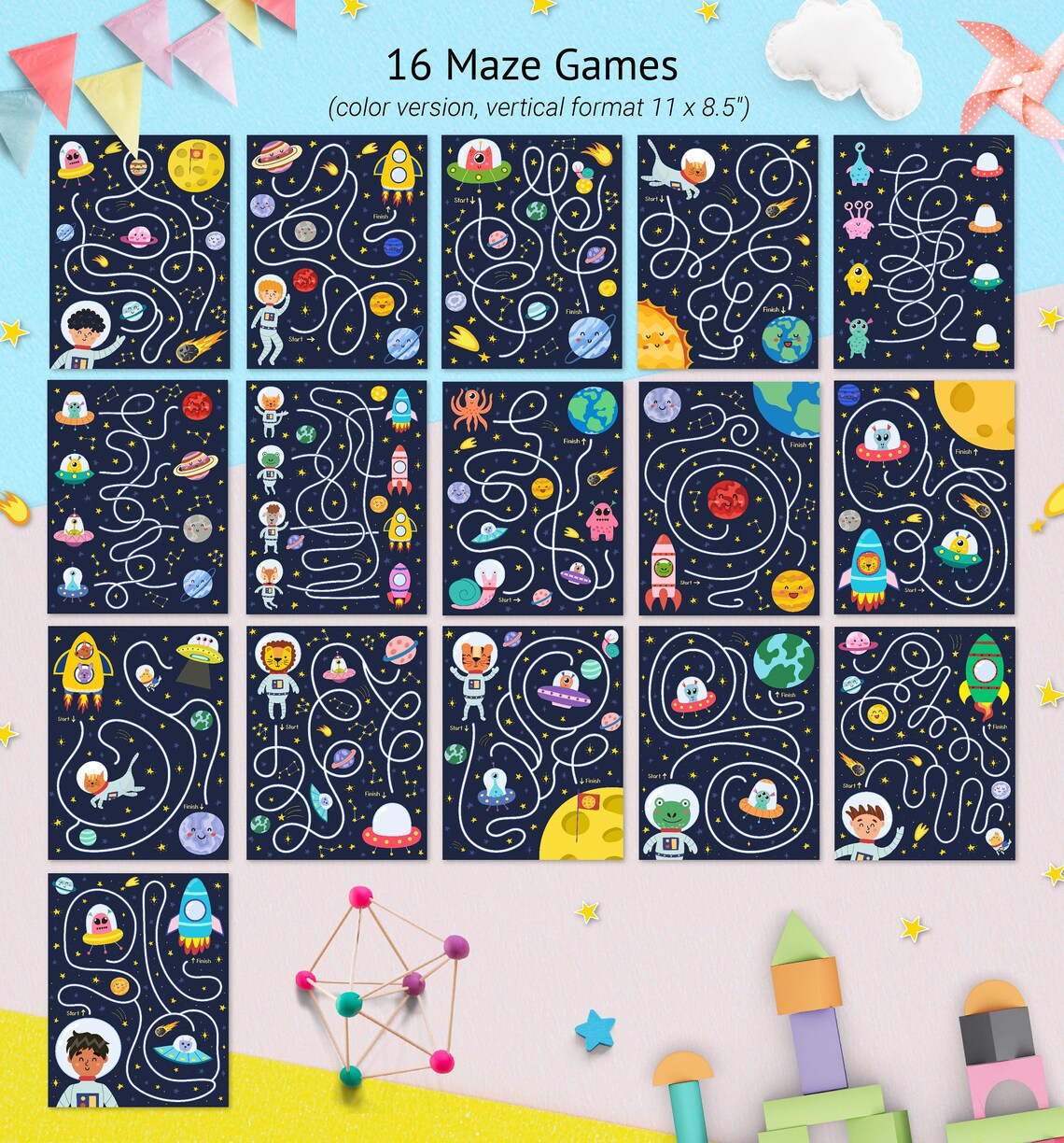 Space Activity Book PDF Kids Printable Workbook Connect the - Etsy