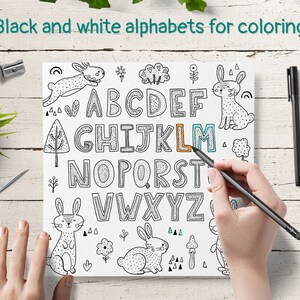 ABC Alphabet Posters Alphabet With Cute Animals Wall Art Nursery Decor ...