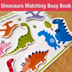 Dinosaurs Matching Busy Book Page, Dinosaurs Shadow Matching Worksheet ...