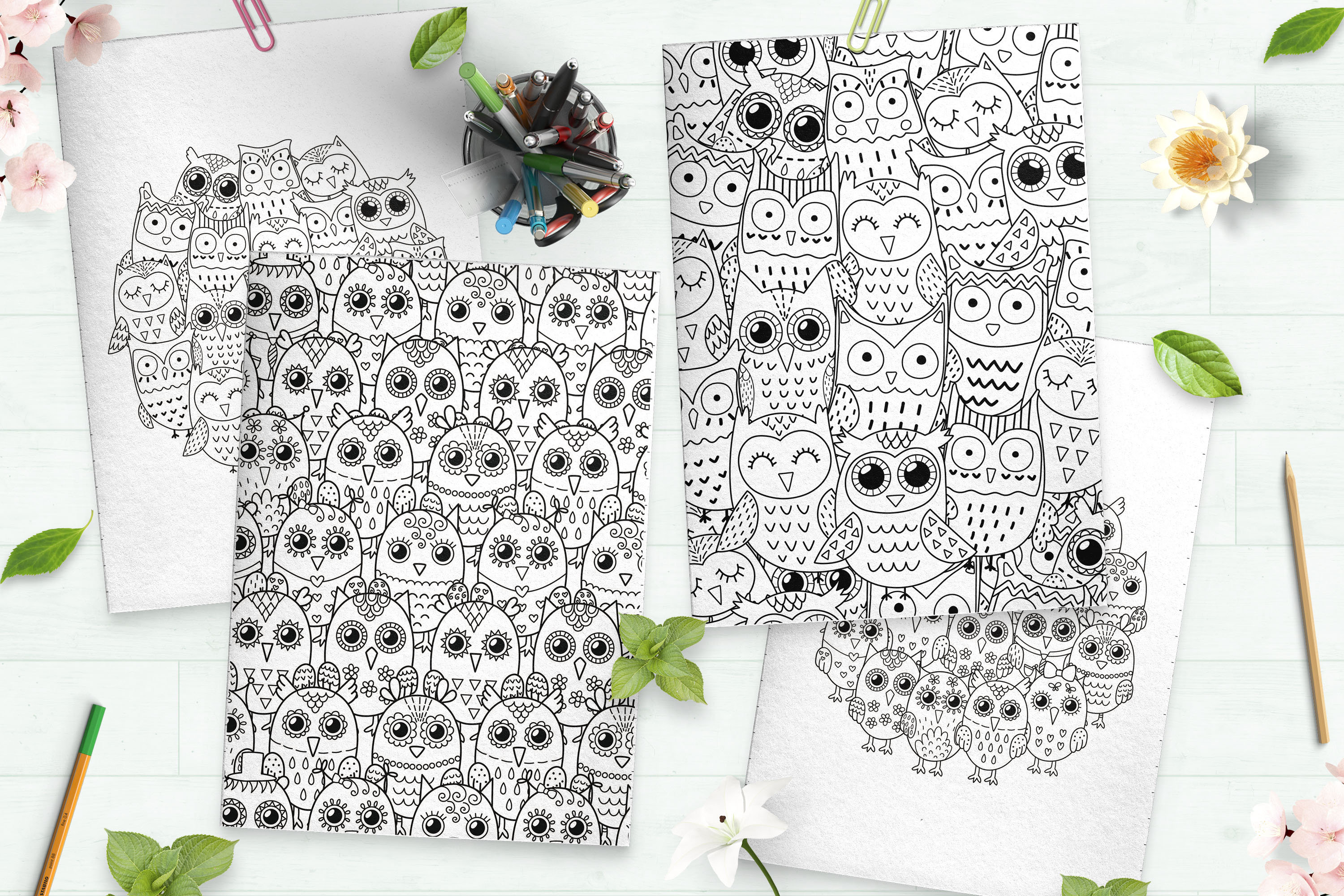 Owls Coloring Pages Printable PDF Coloring Book for Kids and - Etsy