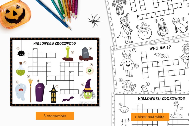 Halloween Crossword Puzzles Pdf for Kids, Halloween Crossword Printable ...