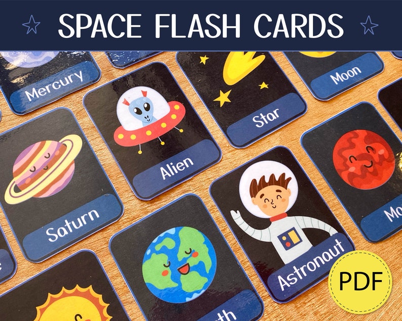 Solar System Flash Cards Pdf Space Flashcards Printable - Etsy