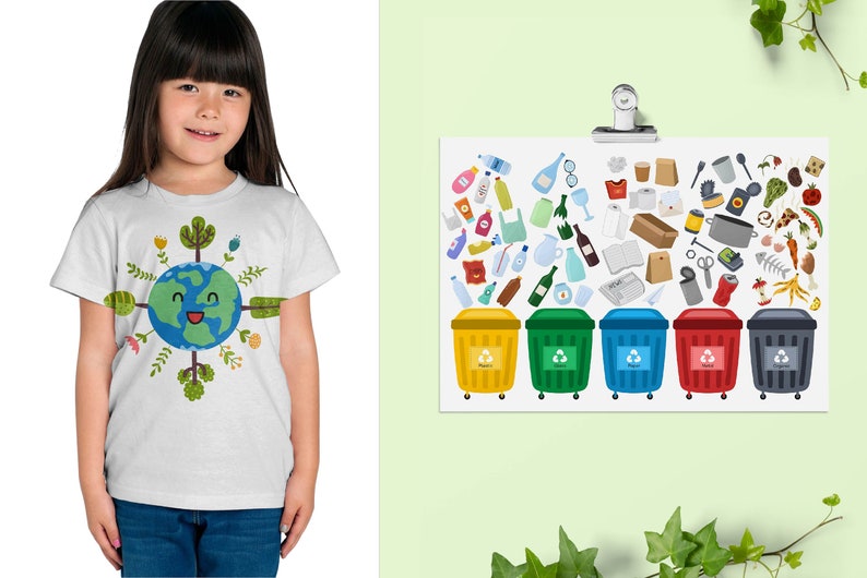 Waste Sorting Clipart Recycling Trash Graphics Saving the - Etsy