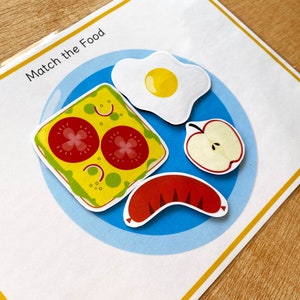 Food Matching Busy Book Page, My Plate Matching Worksheet for Toddlers ...