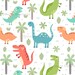Dinosaur Digital Paper, Clipart - Cute Dinos Seamless Patterns, Nursery ...