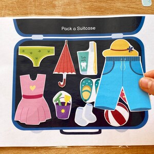 Pack a Suitcase Busy Book Page, Summer Vacation Worksheet for Toddlers ...