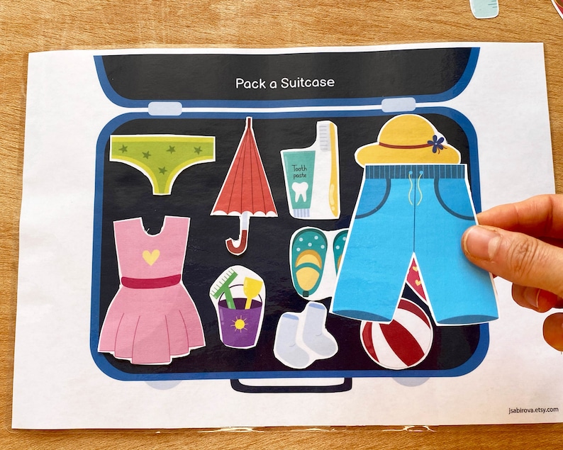 Pack a Suitcase Busy Book Page, Summer Vacation Worksheet for Toddlers ...