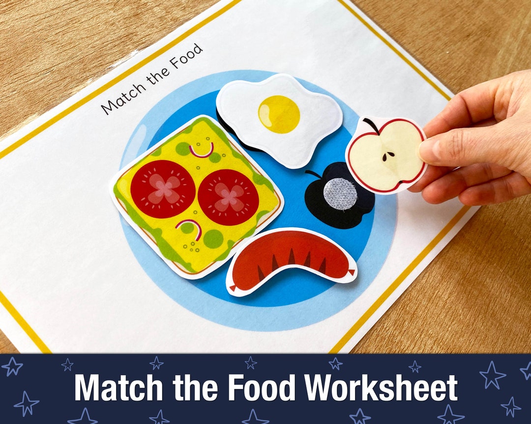 Food Matching Busy Book Page, My Plate Matching Worksheet for Toddlers ...