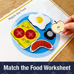 Food Matching Busy Book Page, My Plate Matching Worksheet for Toddlers ...