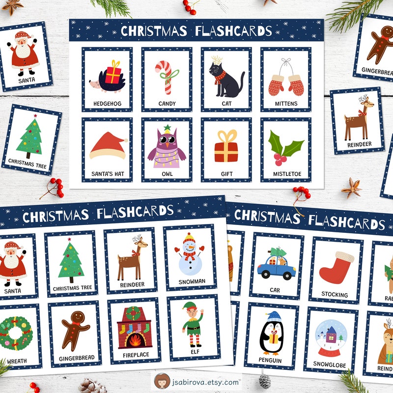 Christmas Flashcard - Etsy