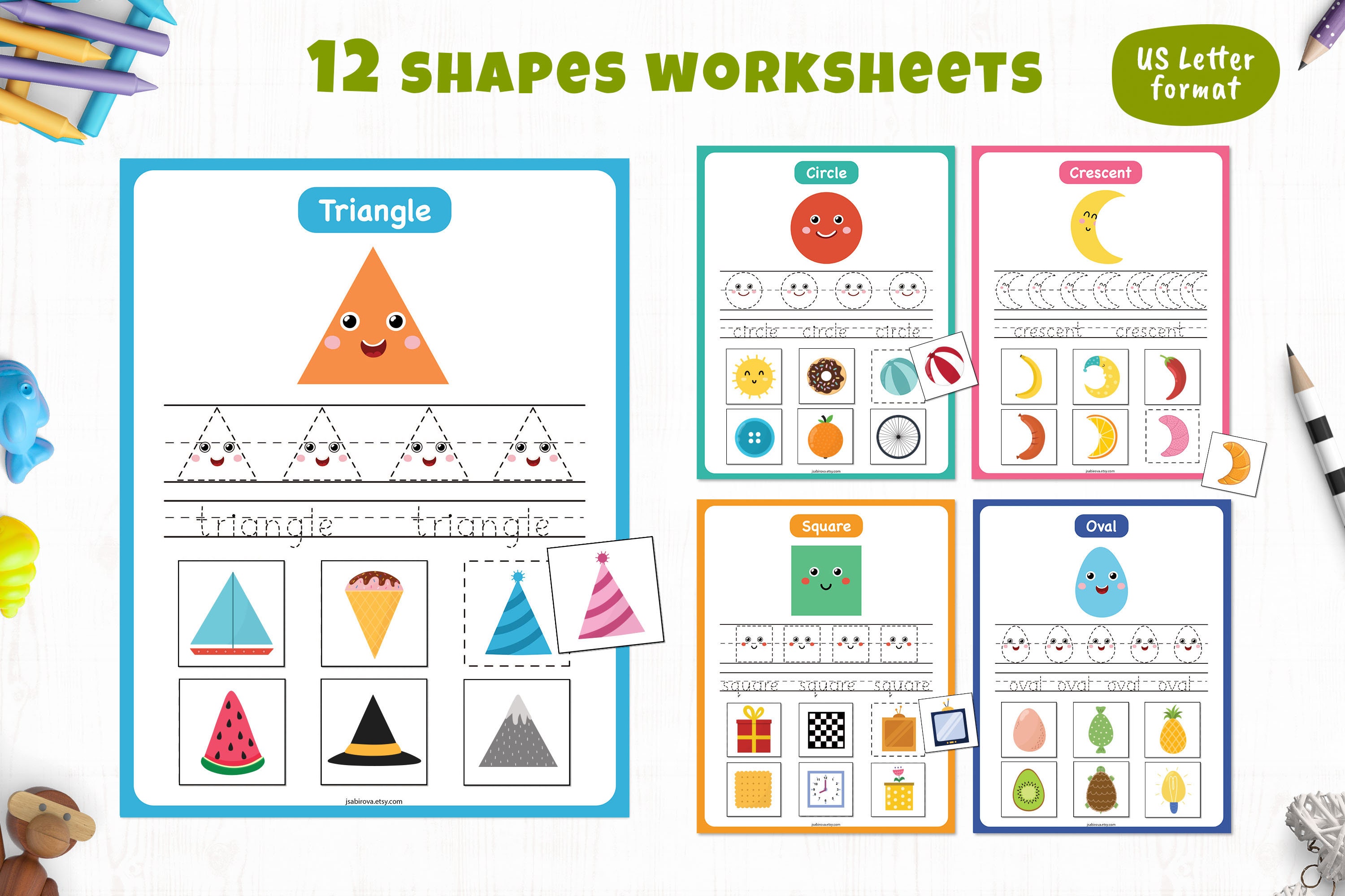 Shapes Activity Book, Shapes Busy Book, Shapes Matching Worksheets for ...