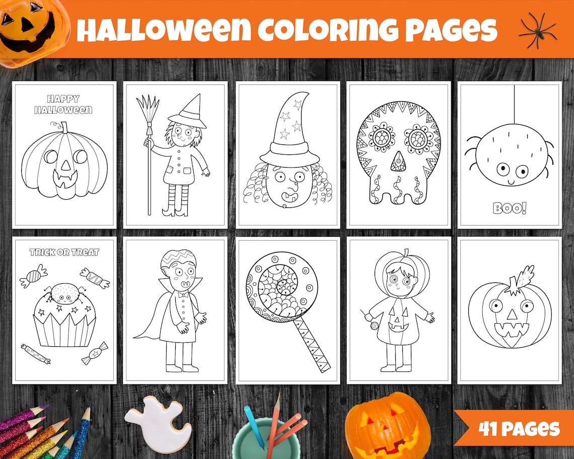 Halloween Coloring Book Pdf Printable Coloring Pages for - Etsy