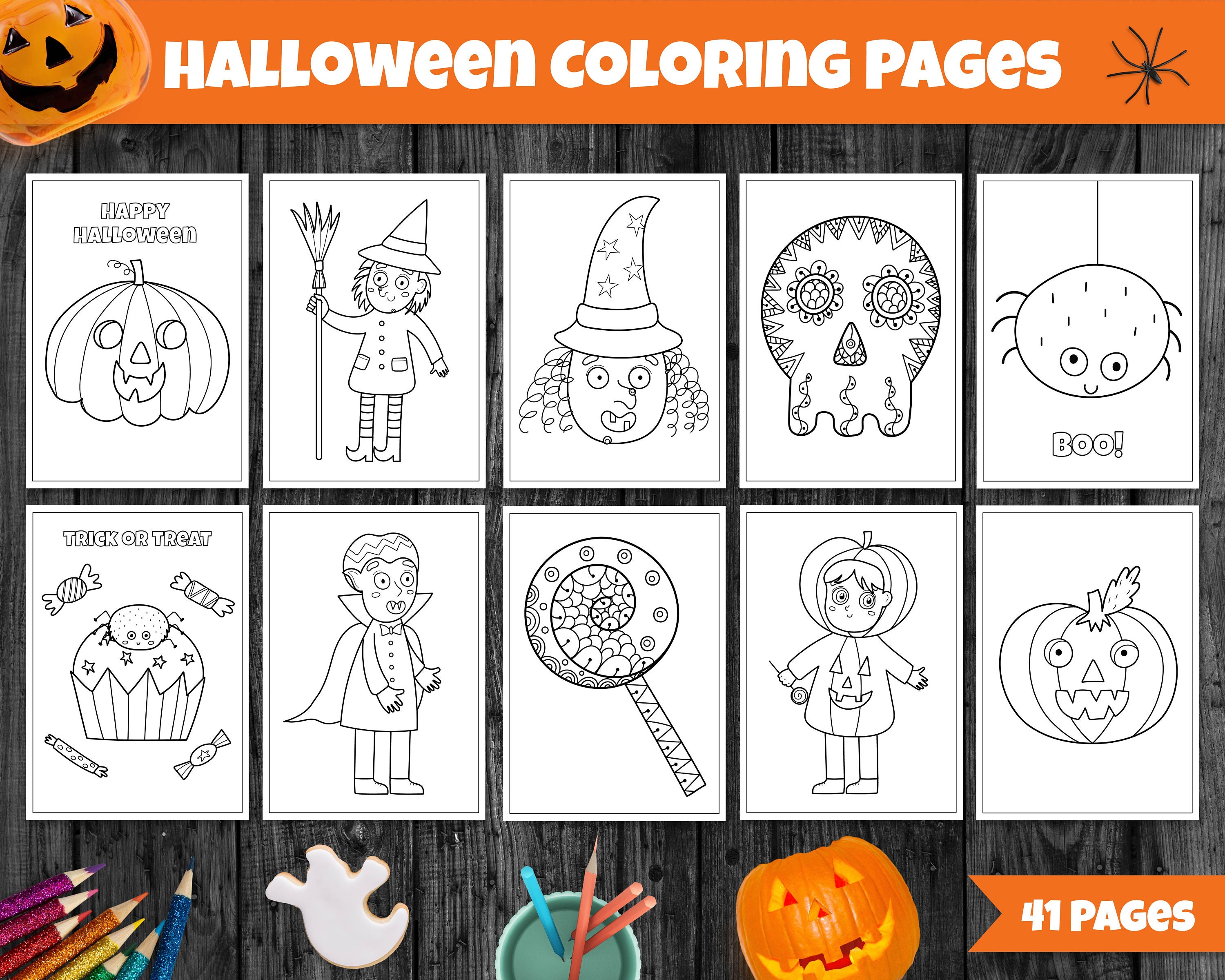 Halloween Coloring Book Pdf Printable Coloring Pages for - Etsy