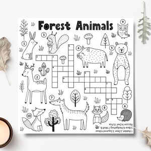 Printable Crossword Puzzles for Kids, Activity Pages With Animals for ...