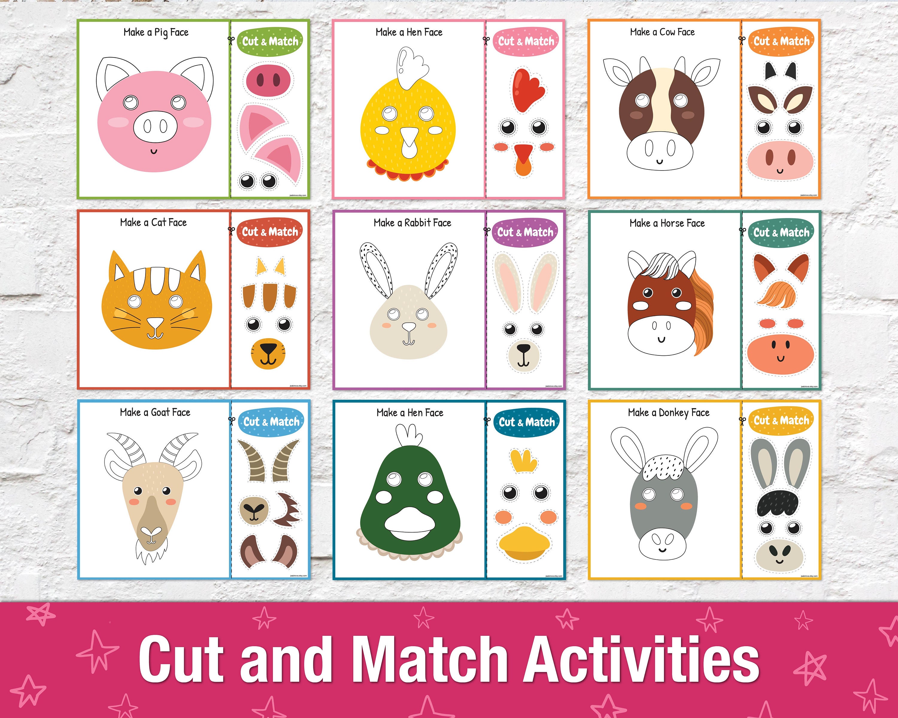 Farm Animals Busy Book, Cut and Match Games for Kids, Farm Activity ...