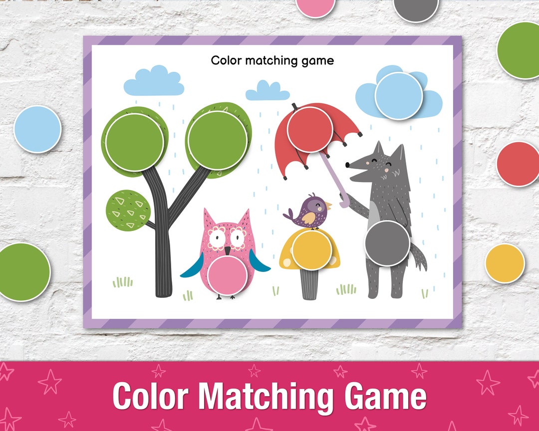 Color Sorting Busy Book Page, Forest Animals Matching Worksheet for ...
