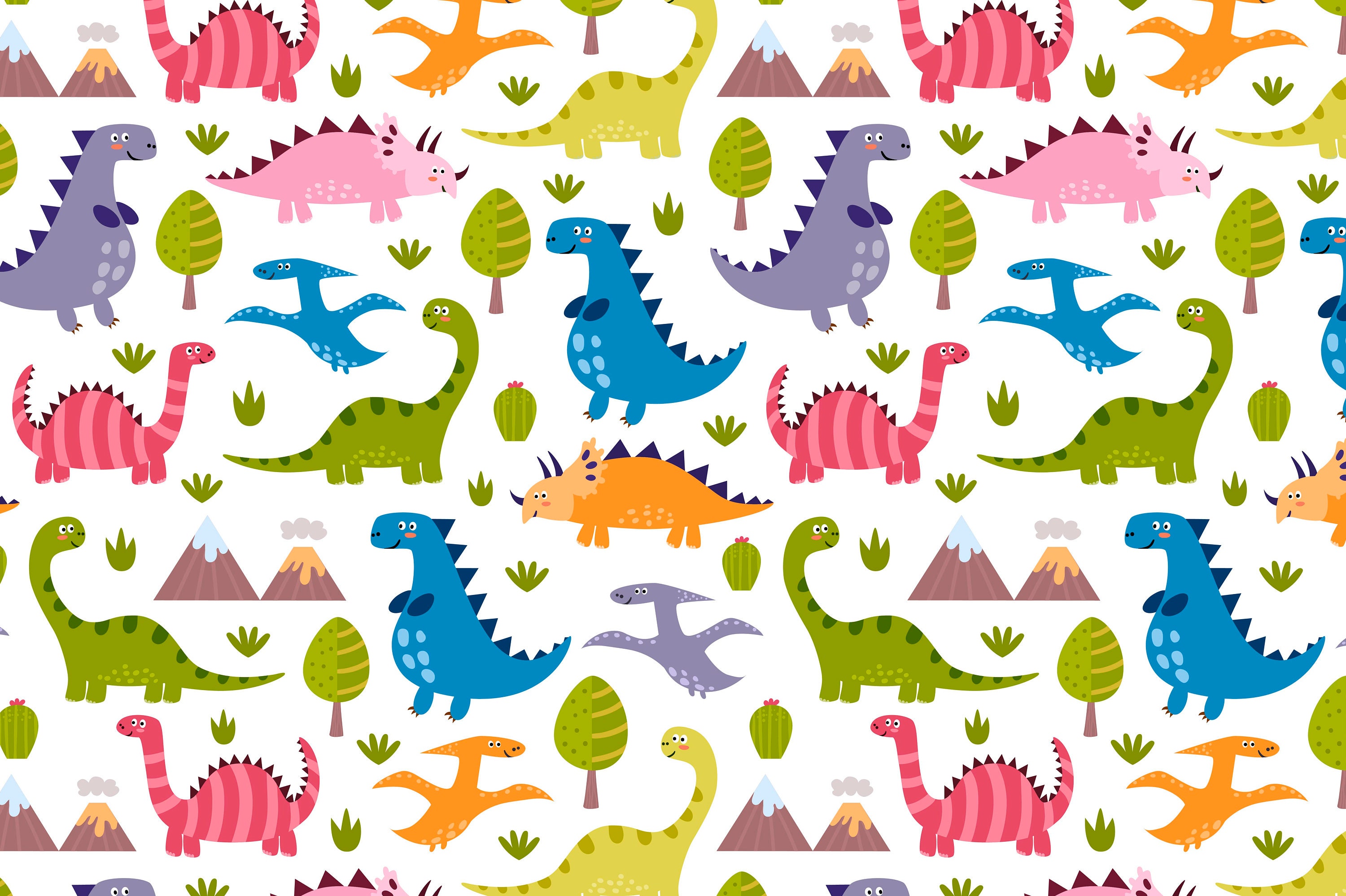 Dinosaurs Clipart and Digital Paper Set / Cute Dinos Seamless - Etsy