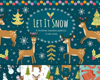 Black White Scandinavian Nordic Christmas Digital Paper - Etsy