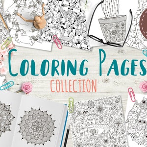 Doodle Coloring Pages, Printable Coloring Book With Animals for Adults ...