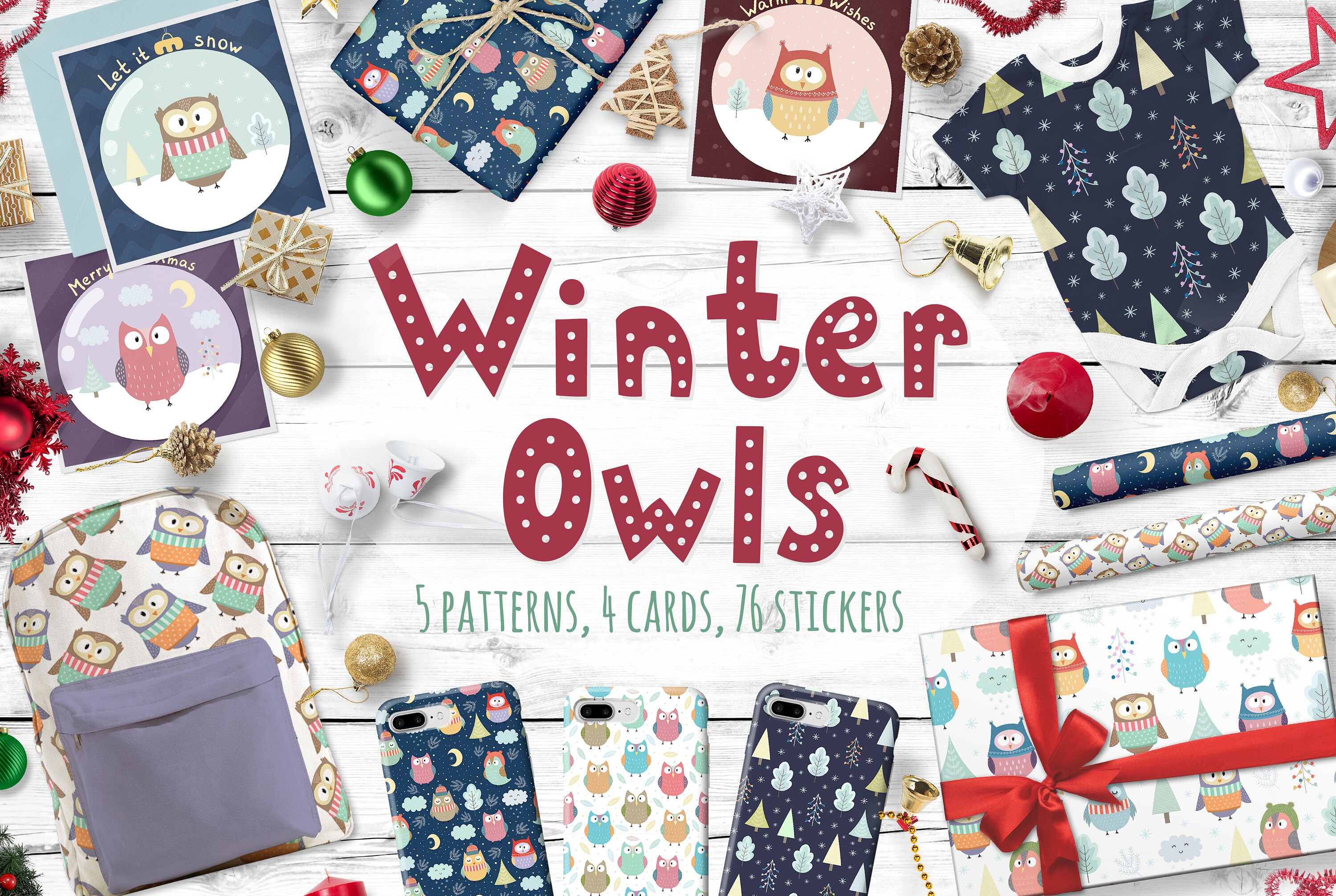 Winter Owls Christmas Clipart / Digital Paper/ Printable | Etsy