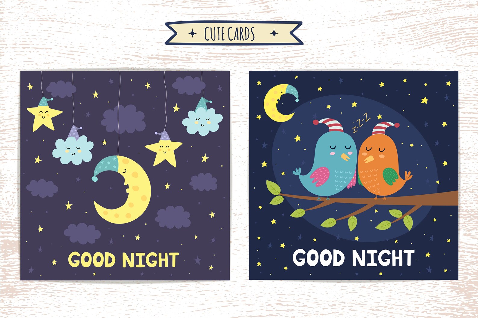 Good Night Clipart and Digital Paper Sweet Dreams Seamless | Etsy