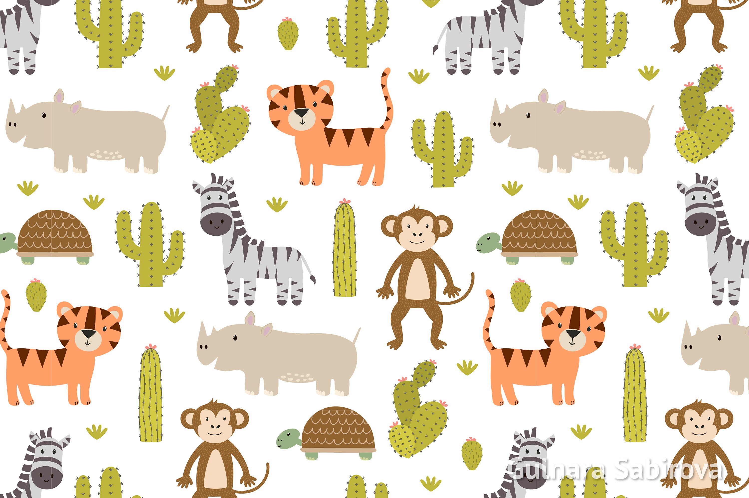 Jungle Animals Clipart and Digital Paper / Safari Animals Stickers ...