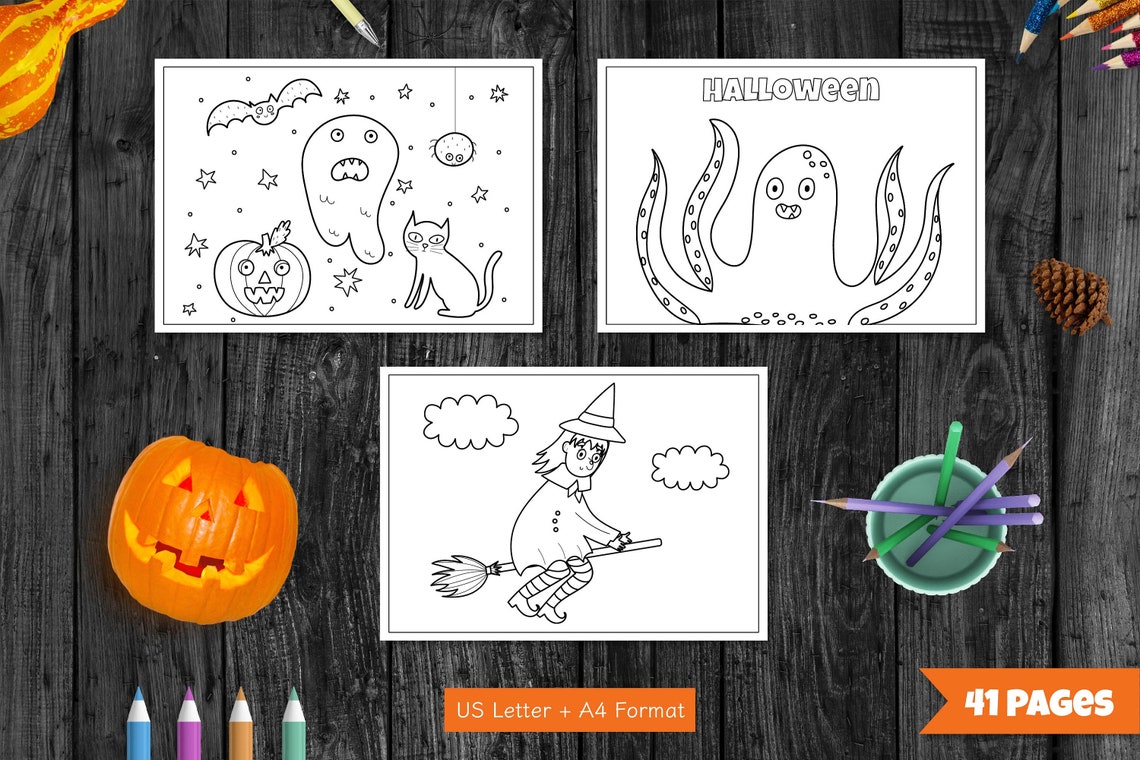 Halloween Coloring Book Pdf Printable Coloring Pages for - Etsy