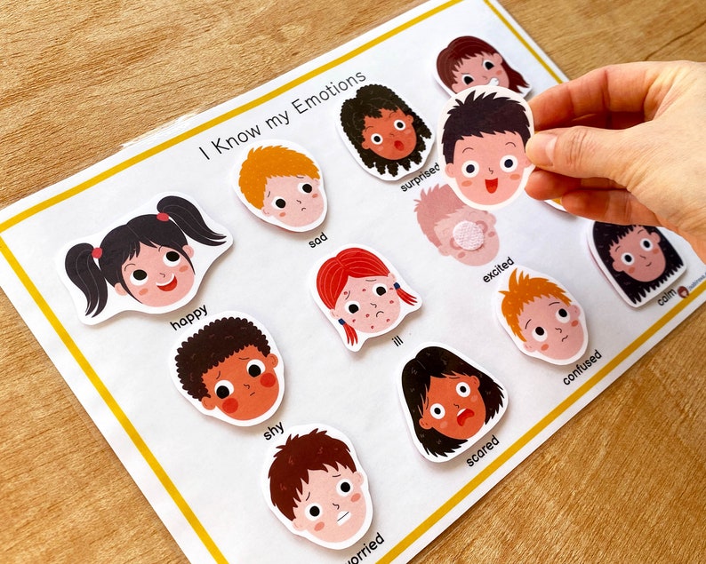 Emotions Busy Book Worksheet, Emotions Matching Page for Toddlers, I ...