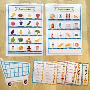 Shopping Busy Book Printable Game for Toddlers, Grocery Activity ...