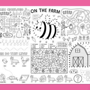 Farm Activity Placemats DIGITAL, on the Farm Coloring Activity Mats ...