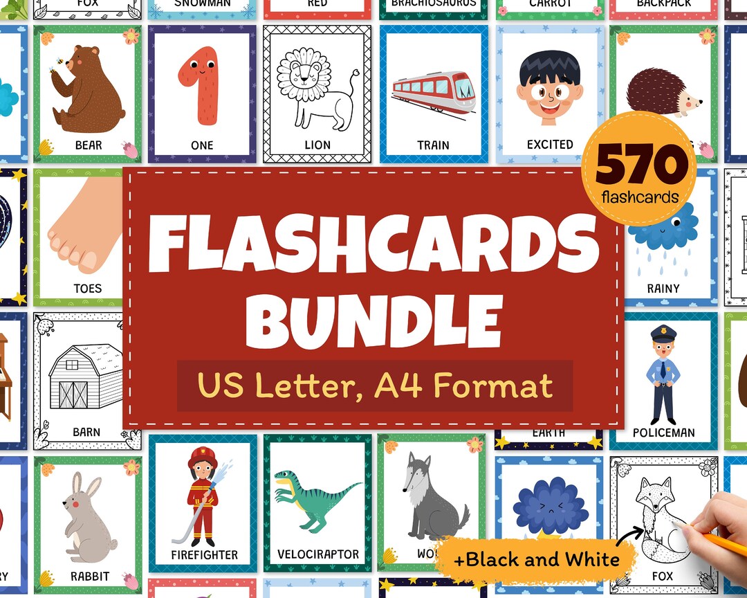 Flashcards Bundle Printable for Kids, Farm Animals Weather, Alphabet ...