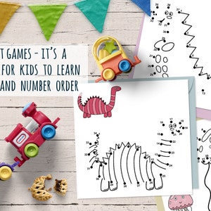 60 Dot to Dot Drawing Games Bundle for Kids Printable Puzzles Connect ...