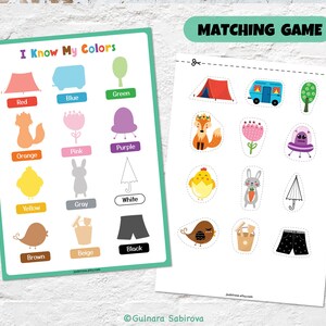 Color Sorting Busy Book Page, Toddler Learning Binder, Printable Color ...