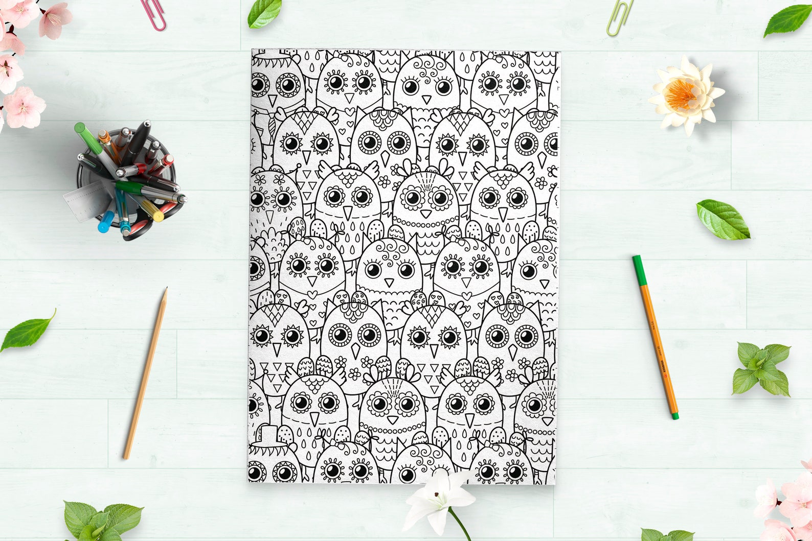 Owls Coloring Pages Printable PDF Coloring Book for Kids and | Etsy