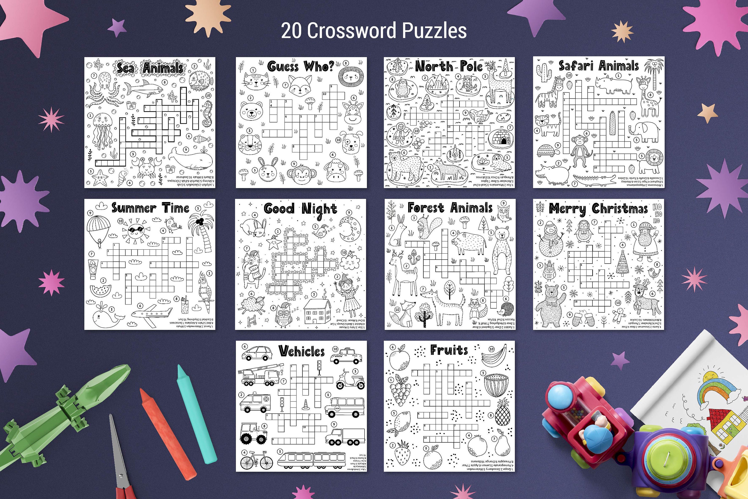 Maze Puzzles PDF Crosswords Dot to Dot Printable Activities - Etsy